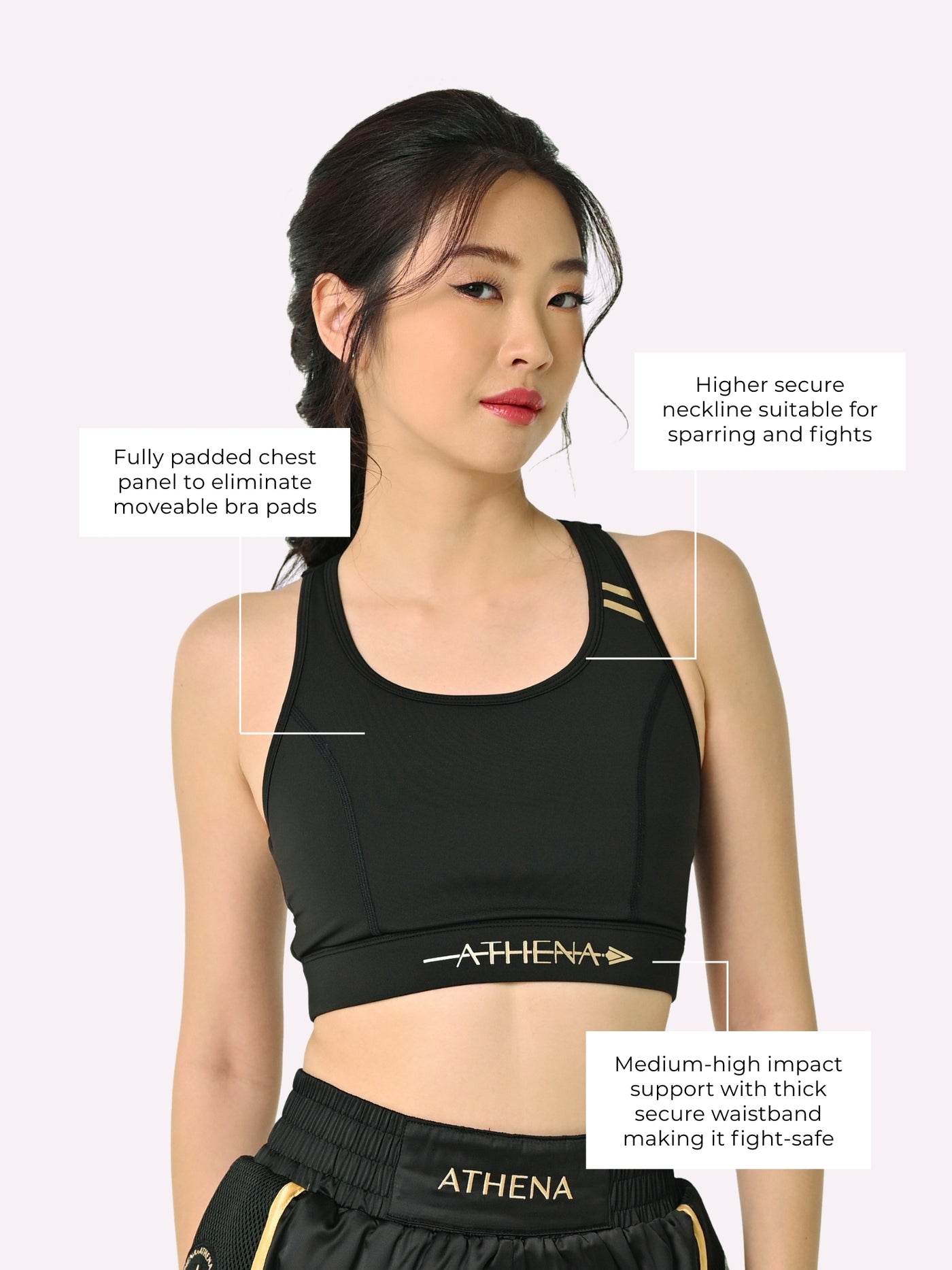 Athena Padded-Chest Sports Bra (Black) - sports bra for kickboxing ...