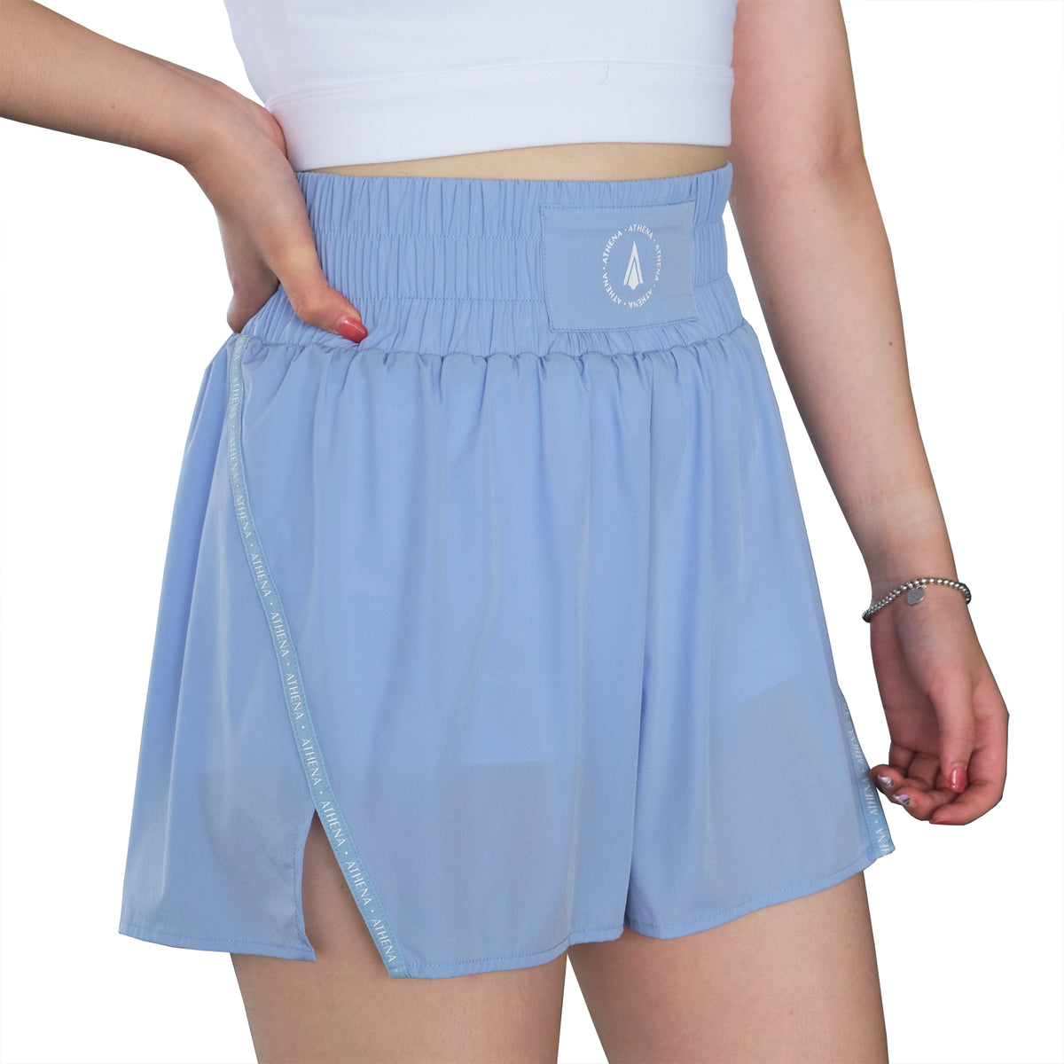 Theia Women's Boxing Shorts (Light Blue) - high waisted ladies shorts ...