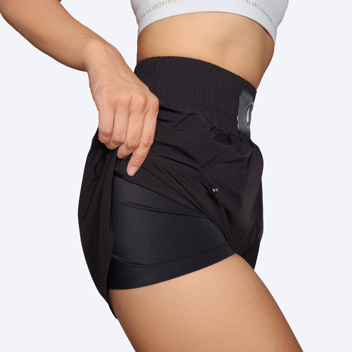 Theia Women's Boxing Shorts (Black) - high waisted ladies sports shorts ...