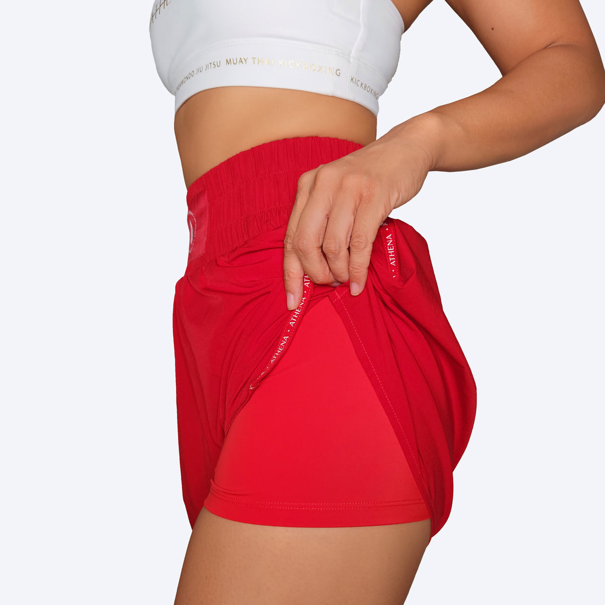 Theia Women's Boxing Shorts (Red) - high waisted ladies shorts for ...
